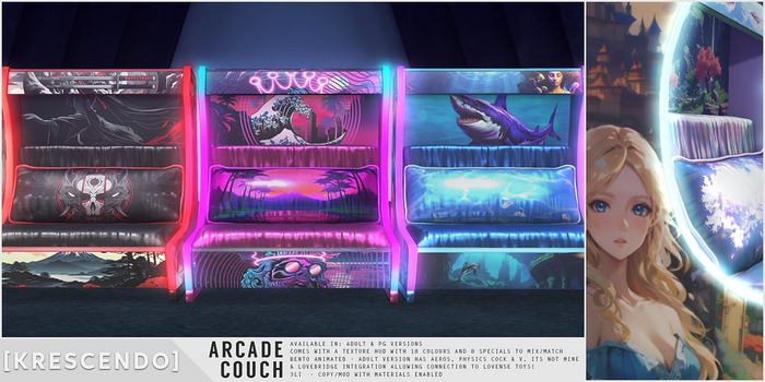 Second Life Marketplace - [Kres] Arcade Couch - PG